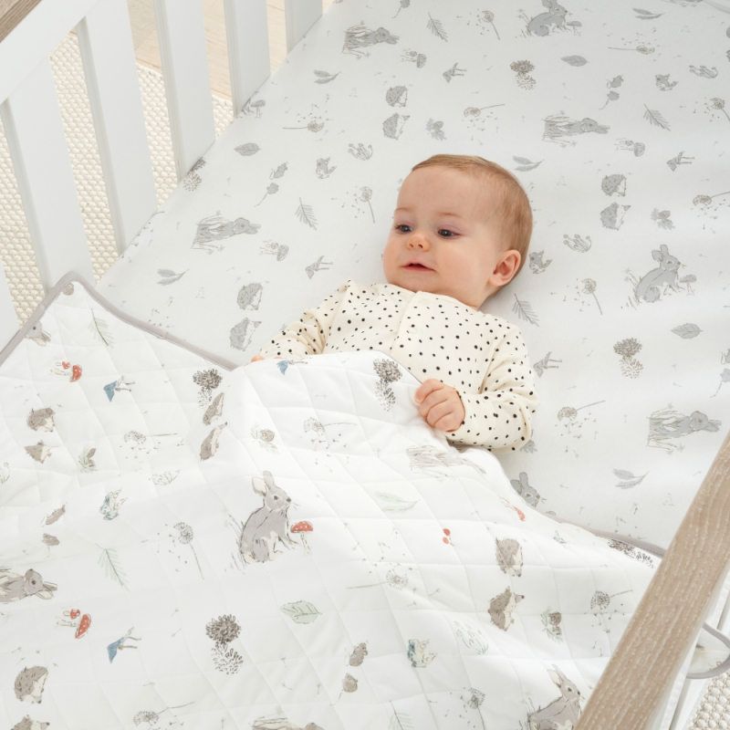 Tutti Bambini Cocoon Cot/Cot Bed Coverlet-White/Brown